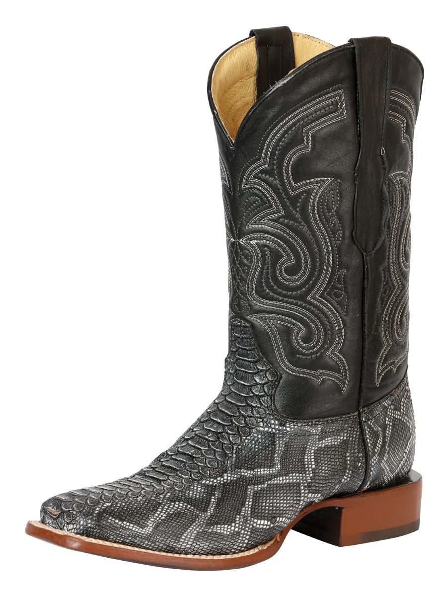 El General Men’s Python Imitation Rodeo Boots - Gray