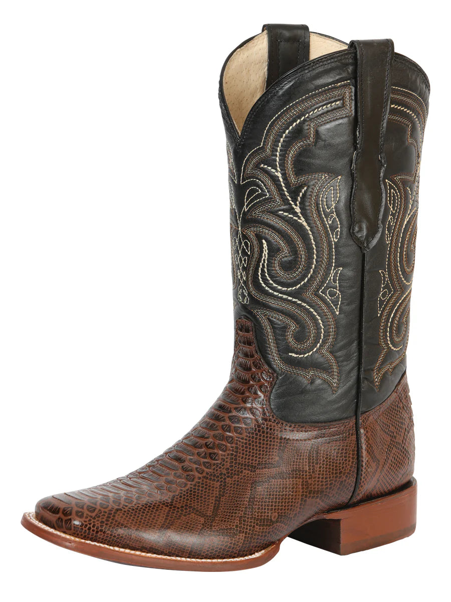 El General Men's Python Imitation Rodeo Boots Dark Brown